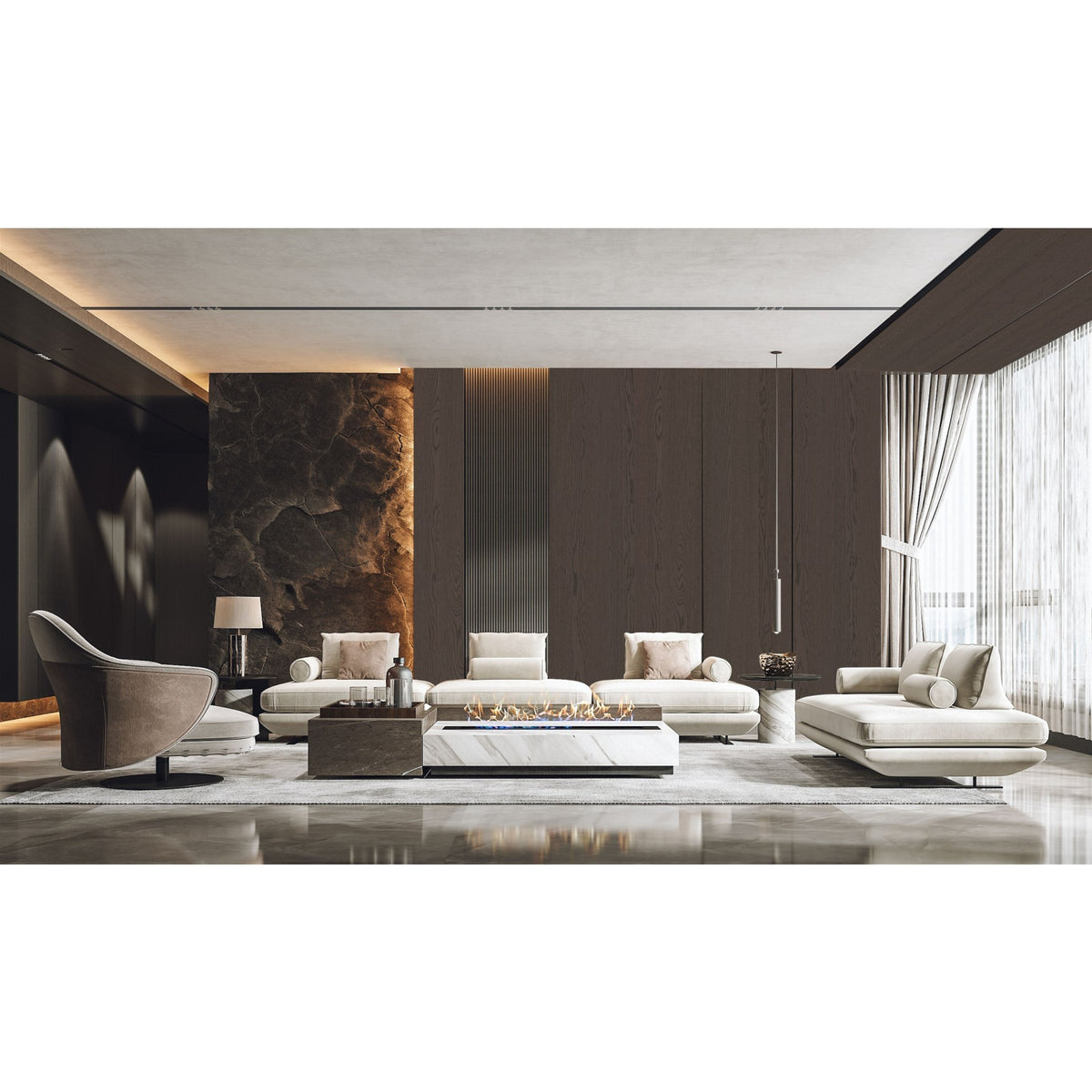 Natural Veneered Wall Panel, White Oak With Black Cathedral Grain